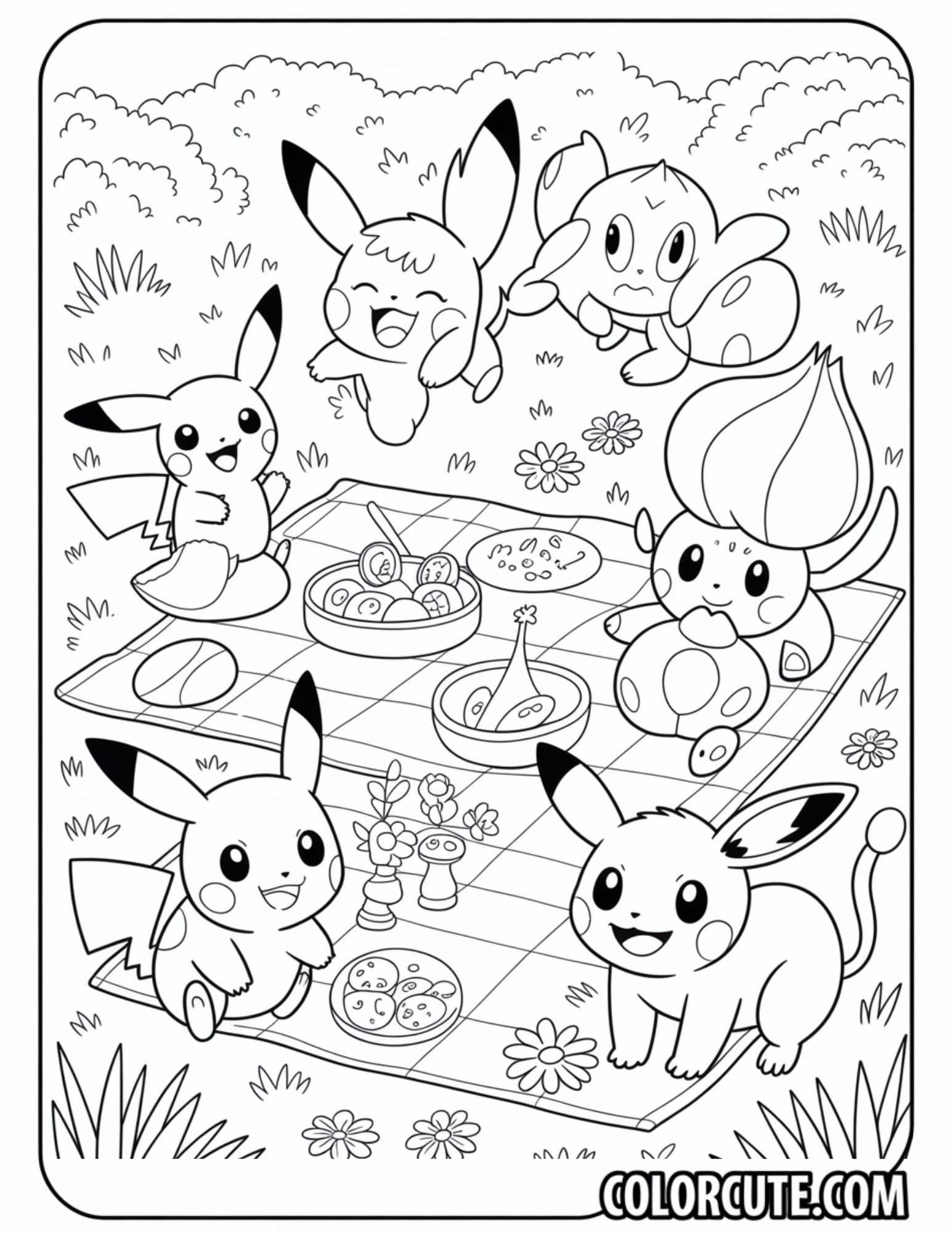 Pokémon Picnic Scene Coloring Pages | Free PDF Printables – Color Cute ...