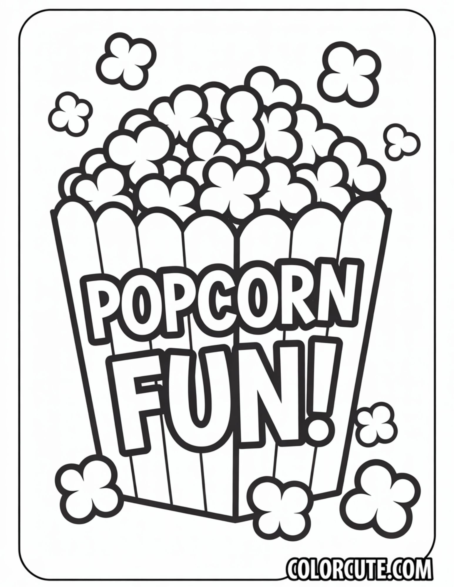 Popcorn Coloring Page | Free PDF Printables – Color Cute - Free ...