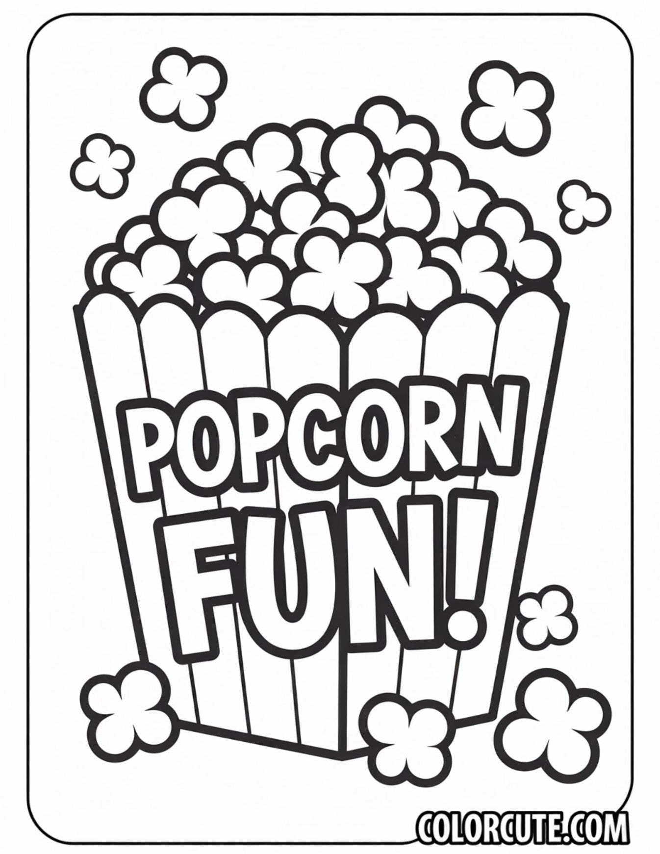 Popcorn Coloring Page | Free PDF Printables – Color Cute - Free ...