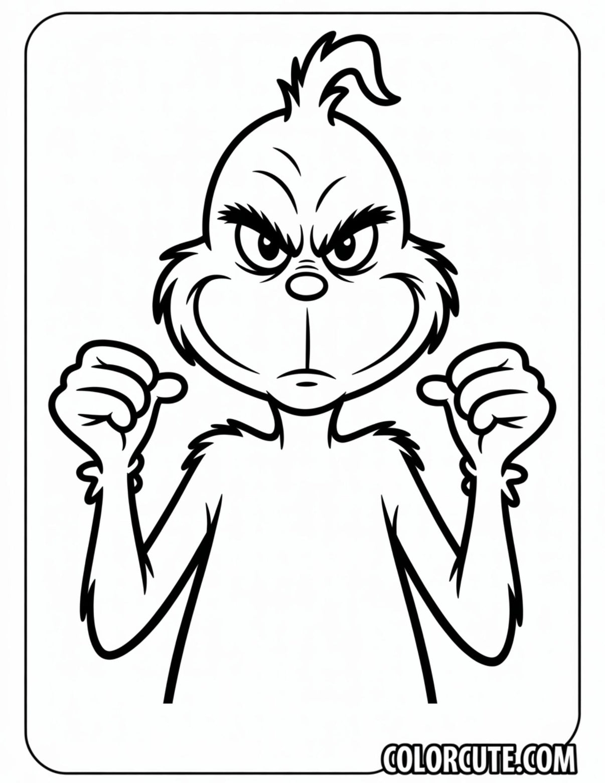 Grinch Head Coloring Page | Free PDF Printables – Color Cute - Free ...