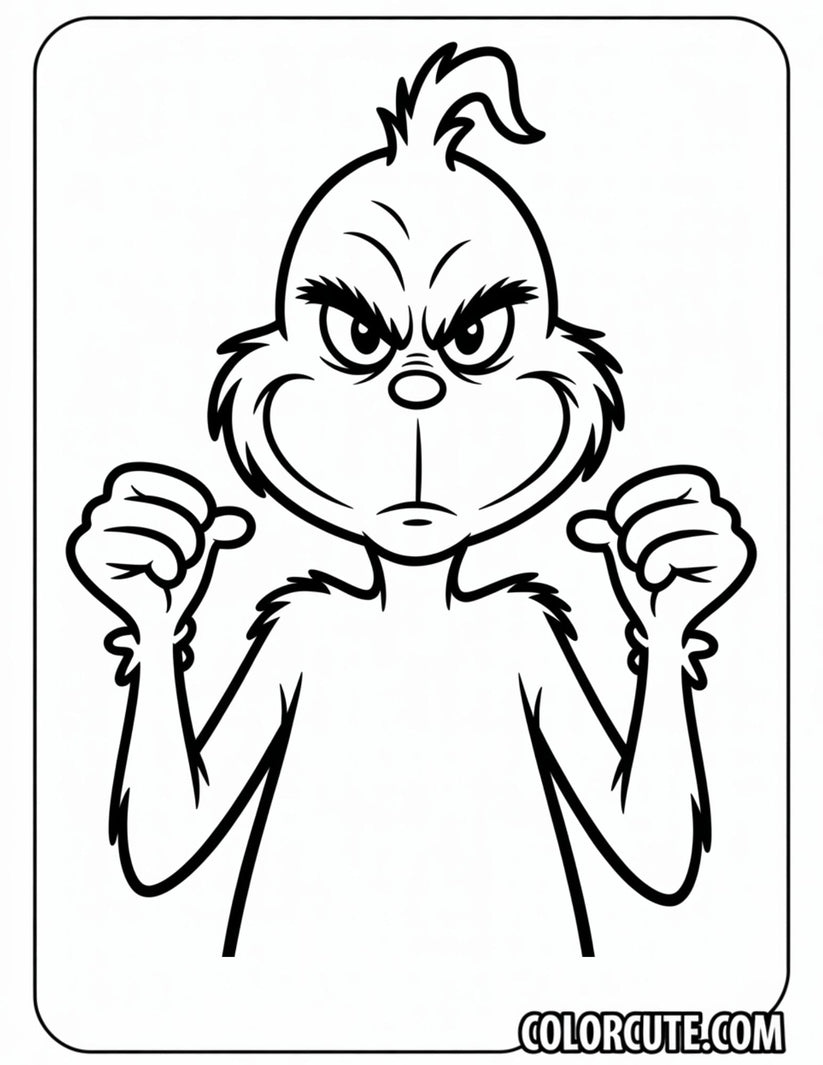 Grinch Head Coloring Page | Free PDF Printables – Color Cute - Free ...