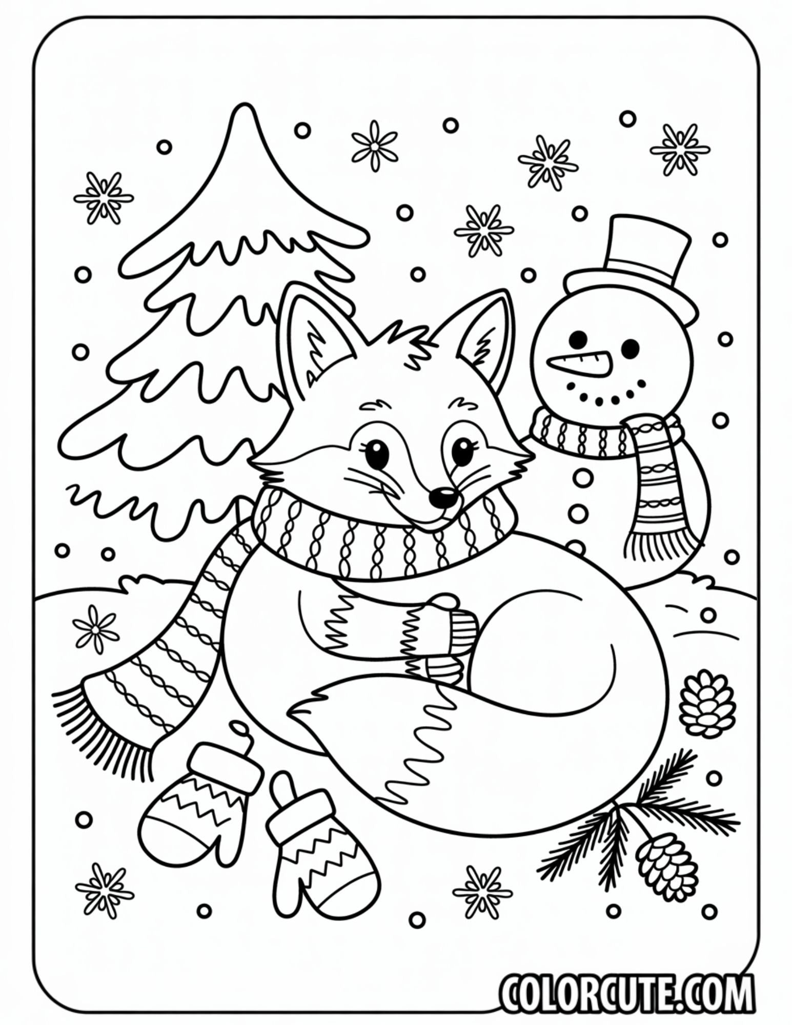Christmas Fox with Gifts Coloring Pages | Free PDF Printables – Color ...