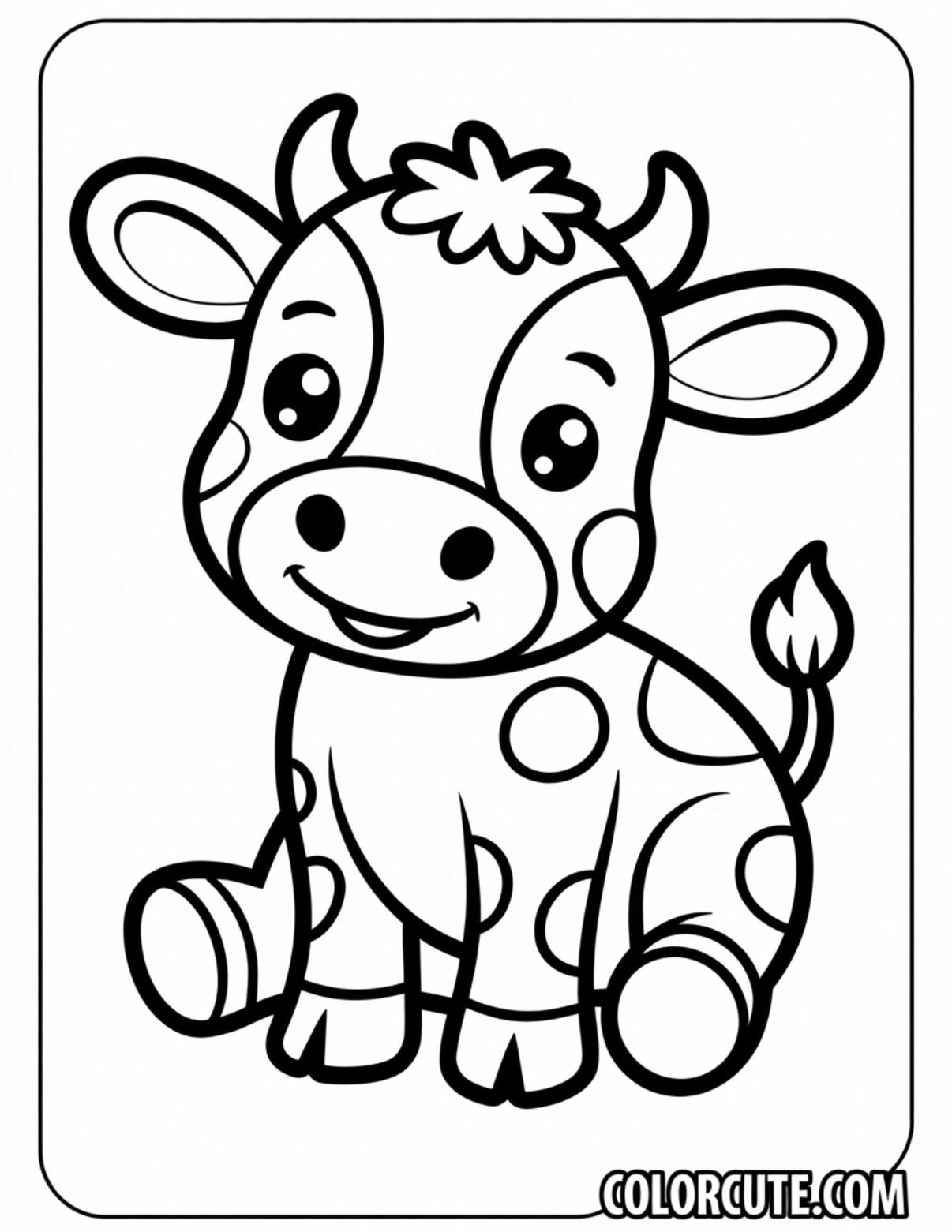 Cute Baby Cow Coloring Pages | Free PDF Printables – Color Cute - Free ...