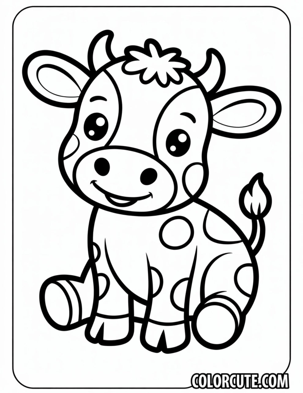 Cute Baby Cow Coloring Pages | Free PDF Printables – Color Cute - Free ...