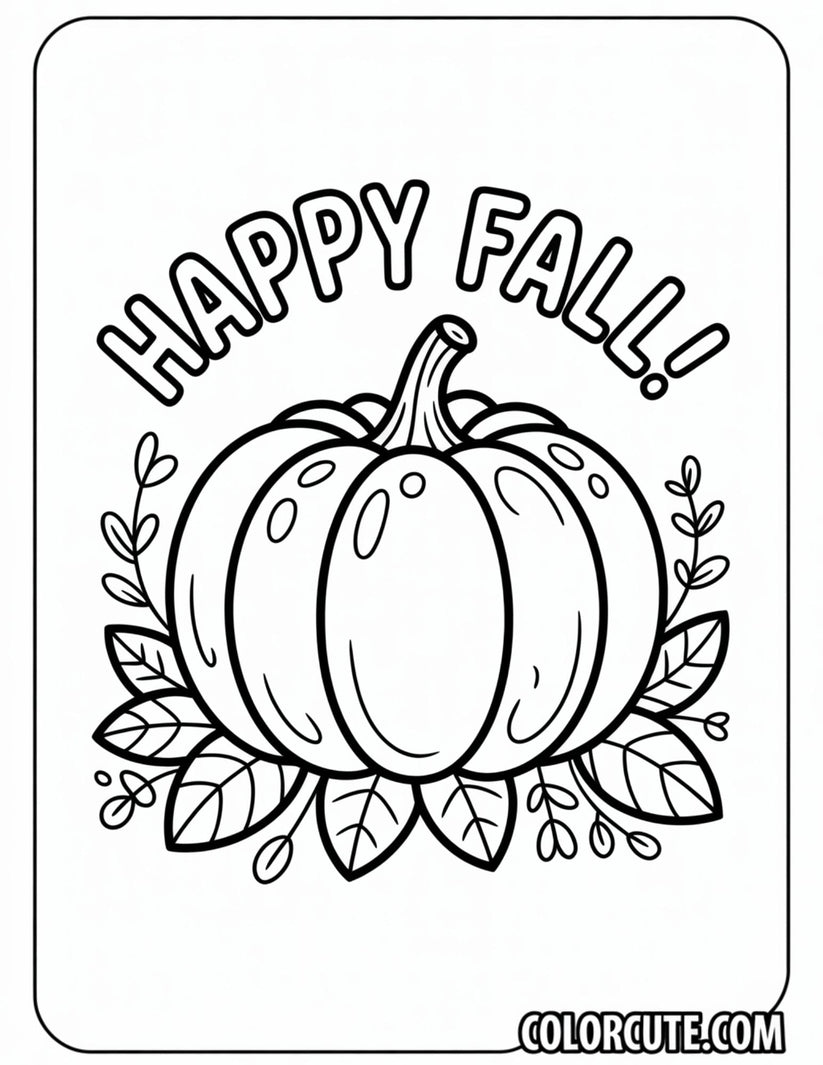 Fall Pumpkin Coloring Page | Free PDF Printables – Color Cute - Free ...