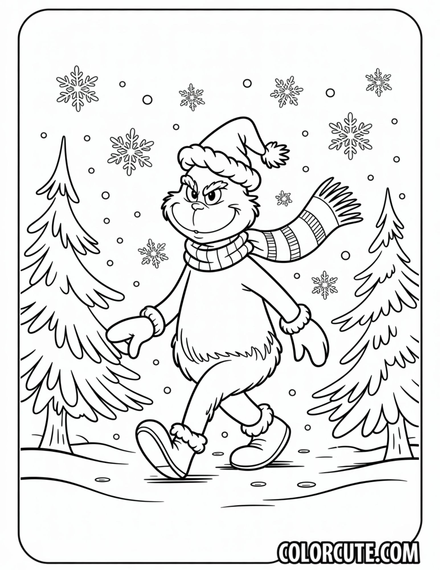 Winter Grinch Coloring Page | Free PDF Printables – Color Cute - Free ...