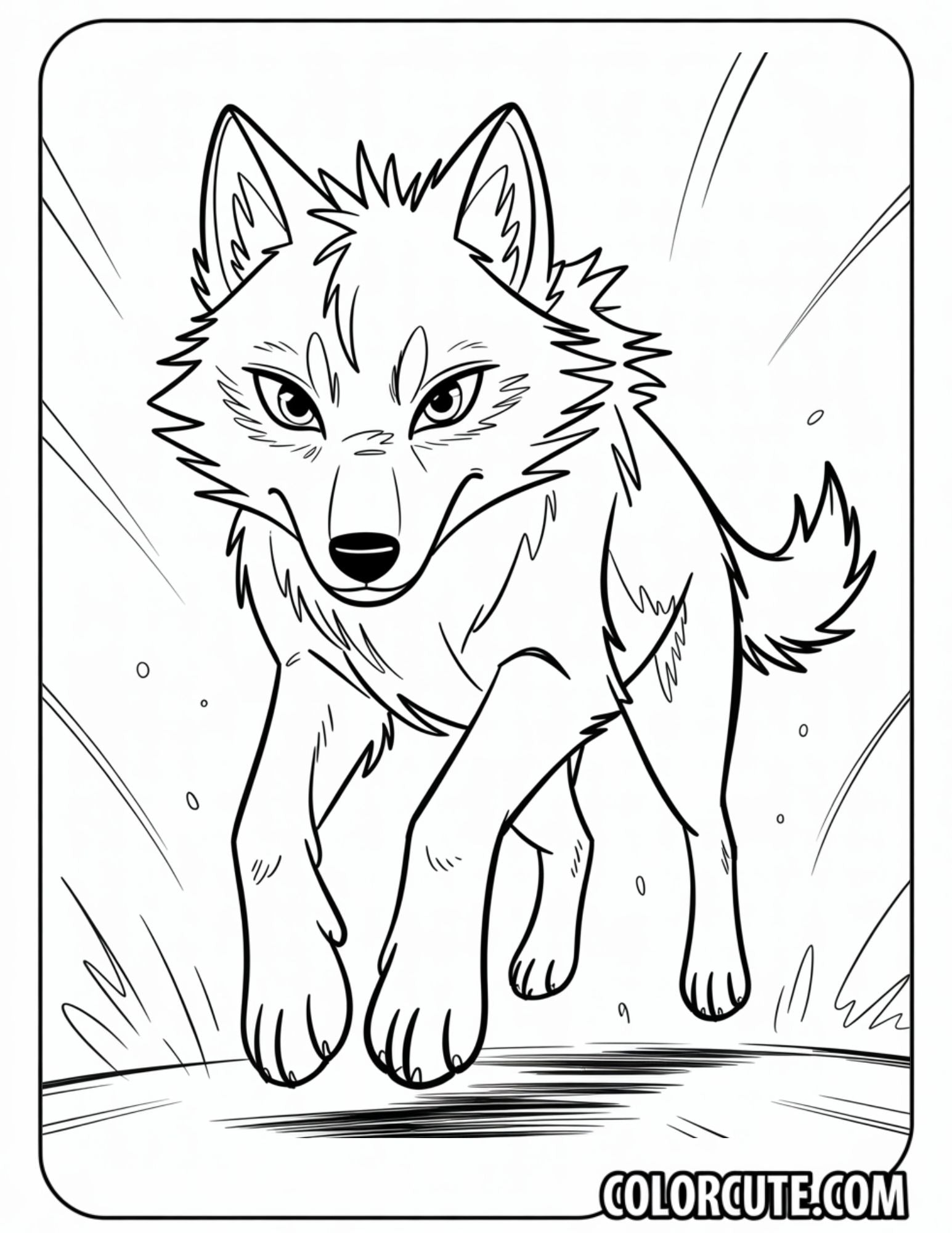 Anime Wolf Coloring Page | Free PDF Printables – Color Cute - Free ...