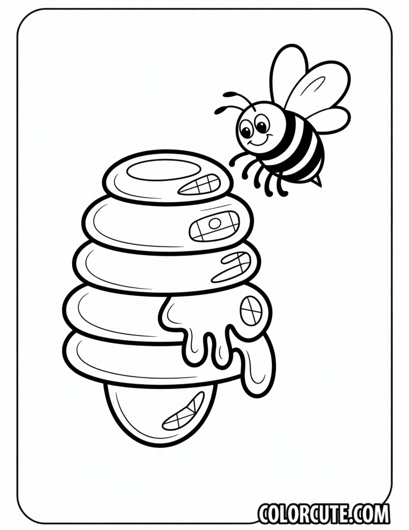 Bee Honeycomb Coloring Page – Free PDF Printables – Color Cute - Free ...