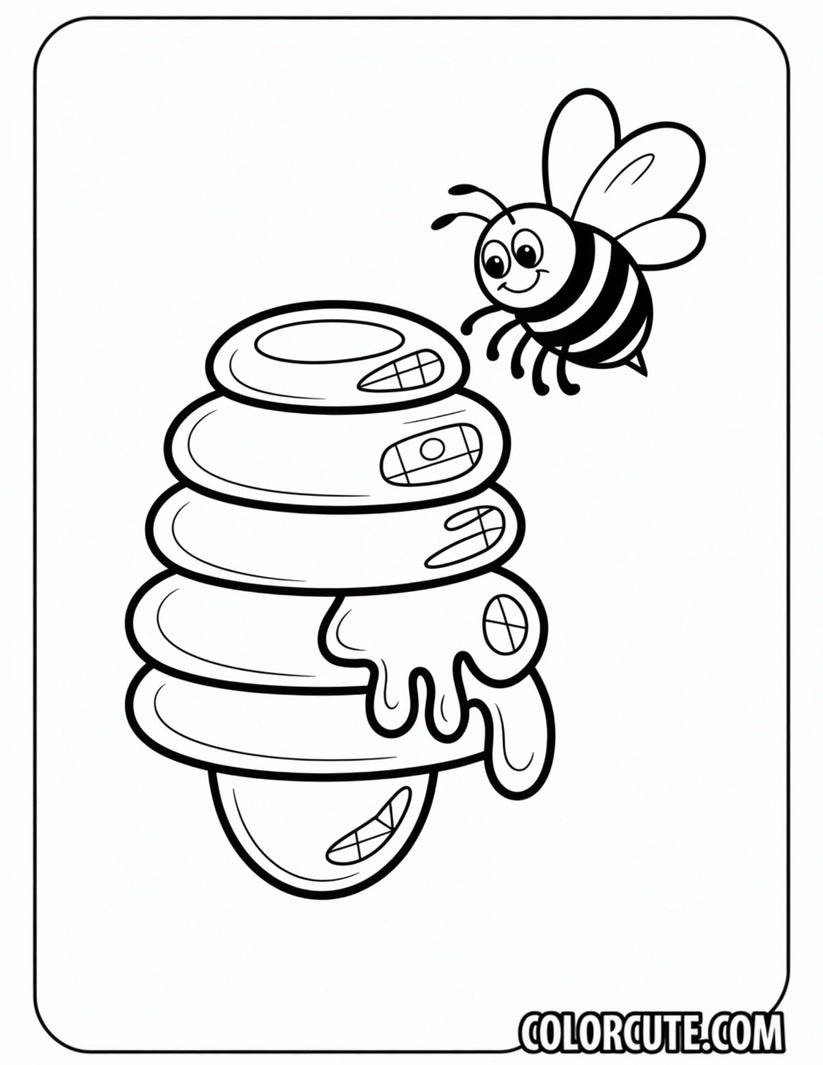 Bee Honeycomb Coloring Page – Free PDF Printables – Color Cute - Free ...