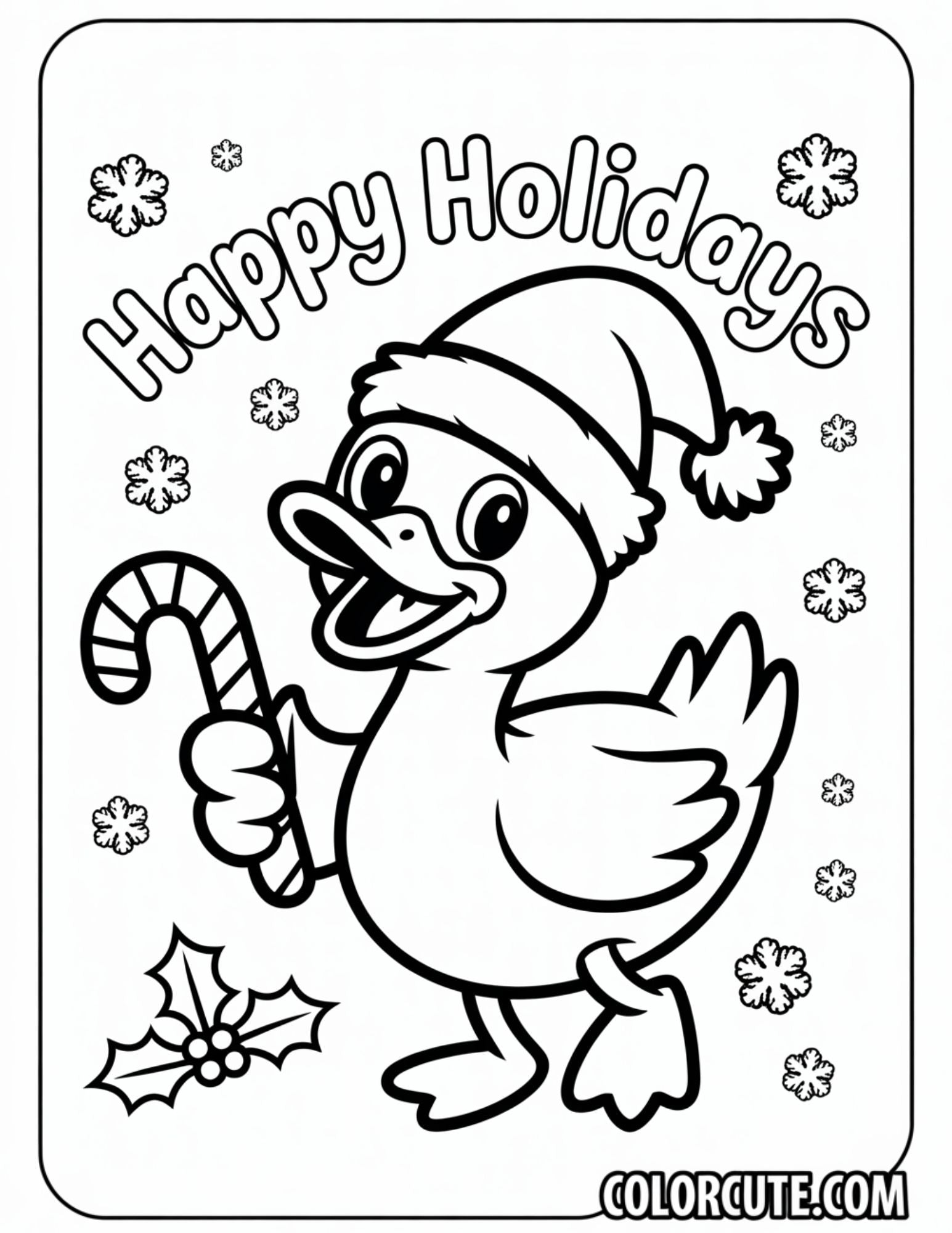 Christmas Duck Coloring Page | Free PDF Printables – Color Cute - Free ...