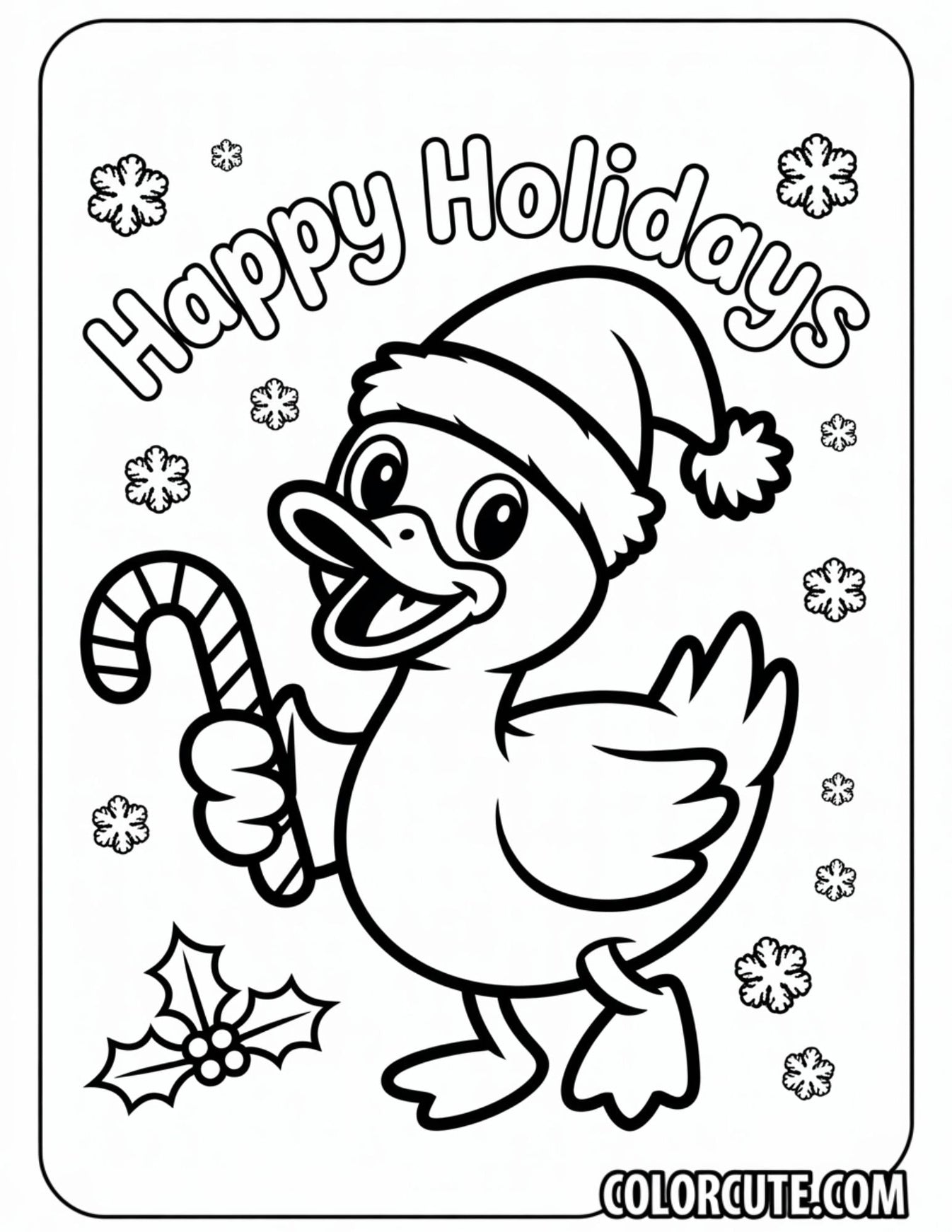 Christmas Duck Coloring Page | Free PDF Printables – Color Cute - Free ...
