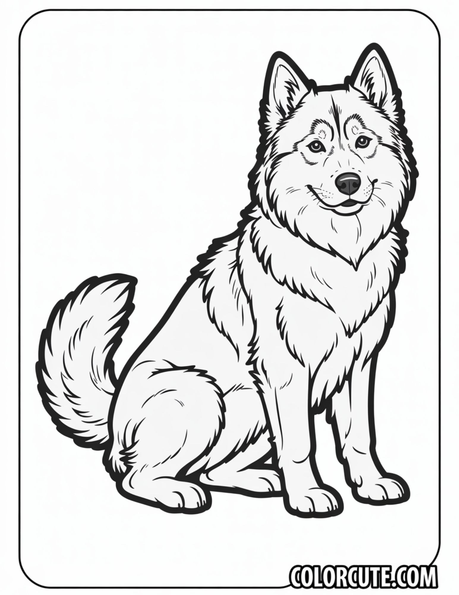 Fluffy Husky Dog Coloring Page | Free PDF Printables – Color Cute ...