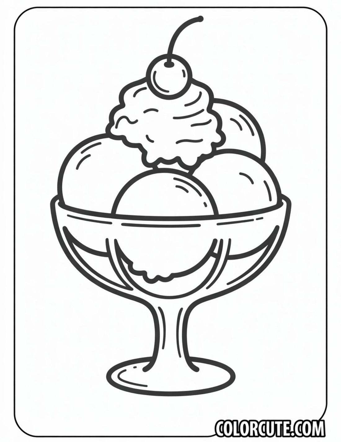Ice Cream Sundae Coloring Page | Free PDF Printables – Color Cute ...