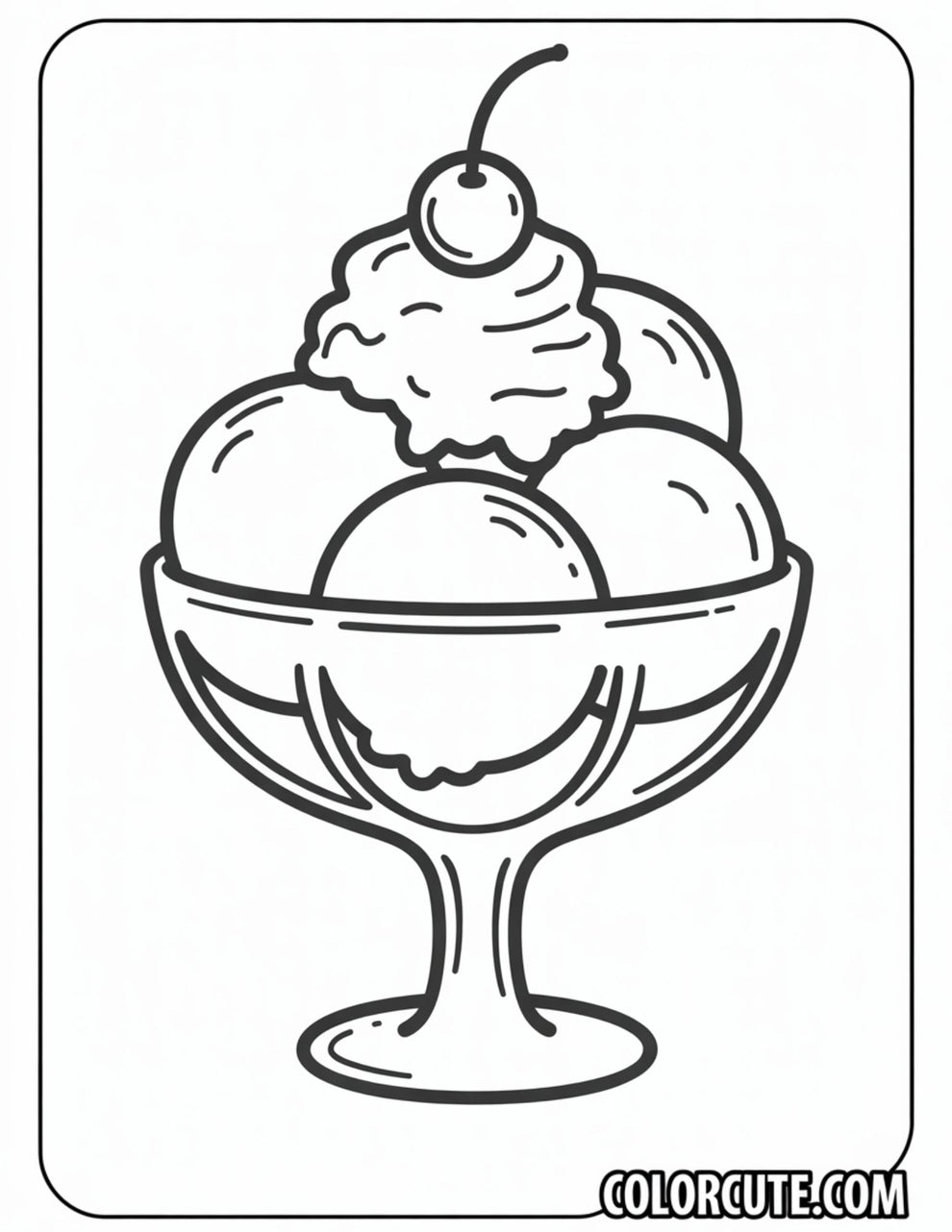 Ice Cream Sundae Coloring Page | Free PDF Printables – Color Cute ...