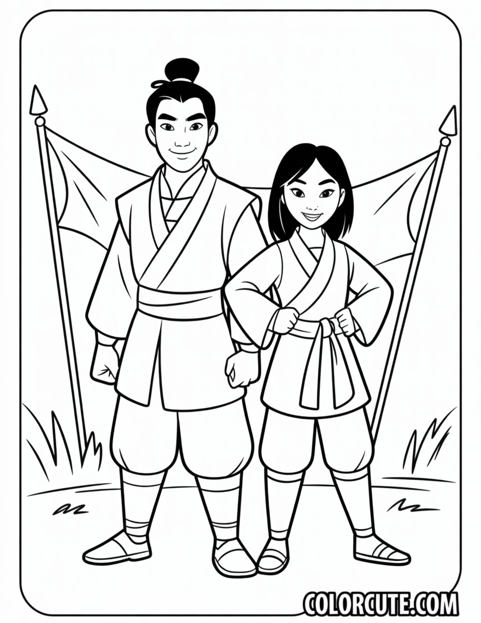 Li Shang Mulan Coloring Pages | Free PDF Printables – Color Cute - Free ...