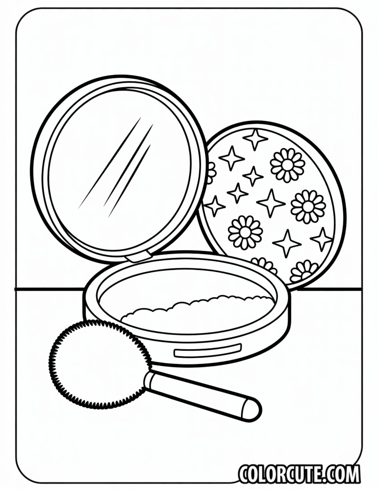 Makeup Compact Coloring Page | Free PDF Printables – Color Cute - Free ...