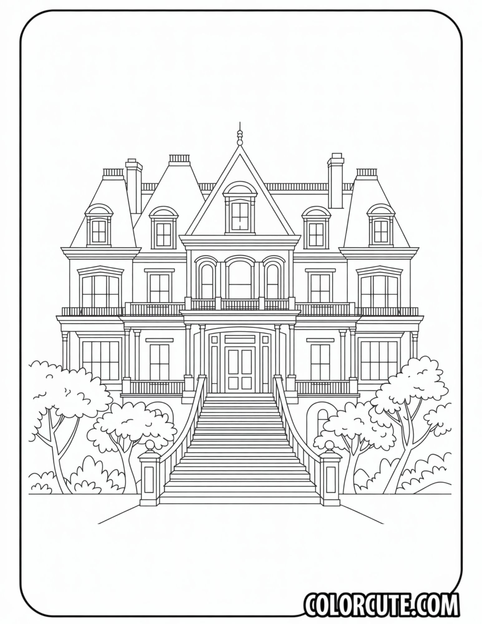 Mansion House Coloring Pages | Free PDF Printables – Color Cute - Free ...