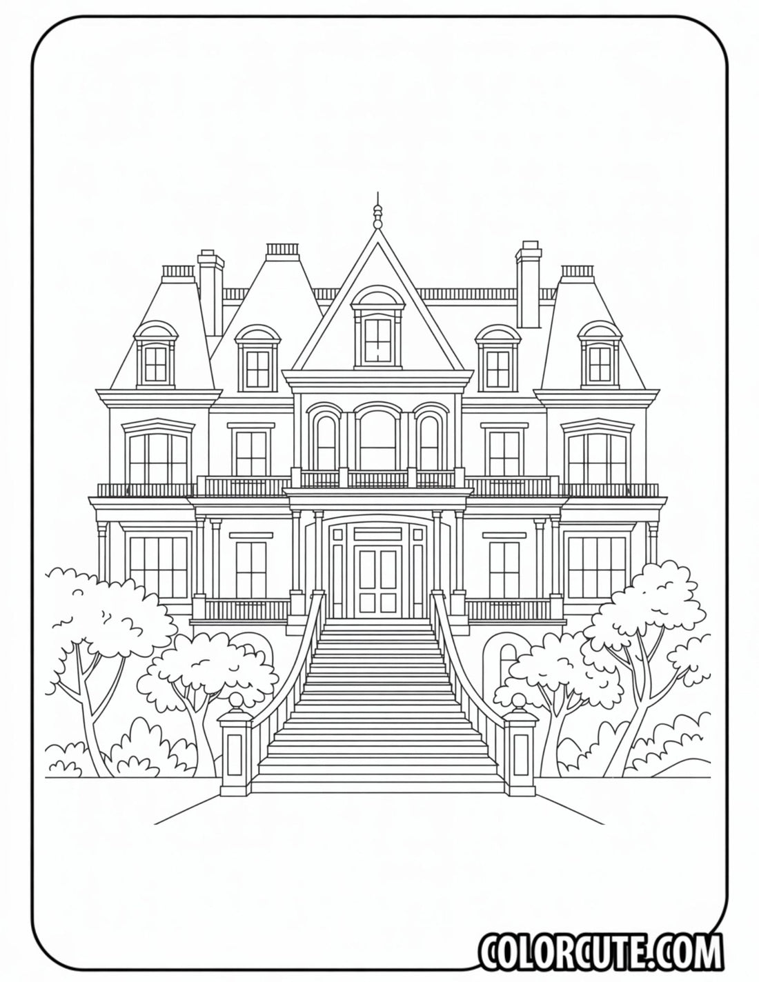 Mansion House Coloring Pages | Free PDF Printables – Color Cute - Free ...