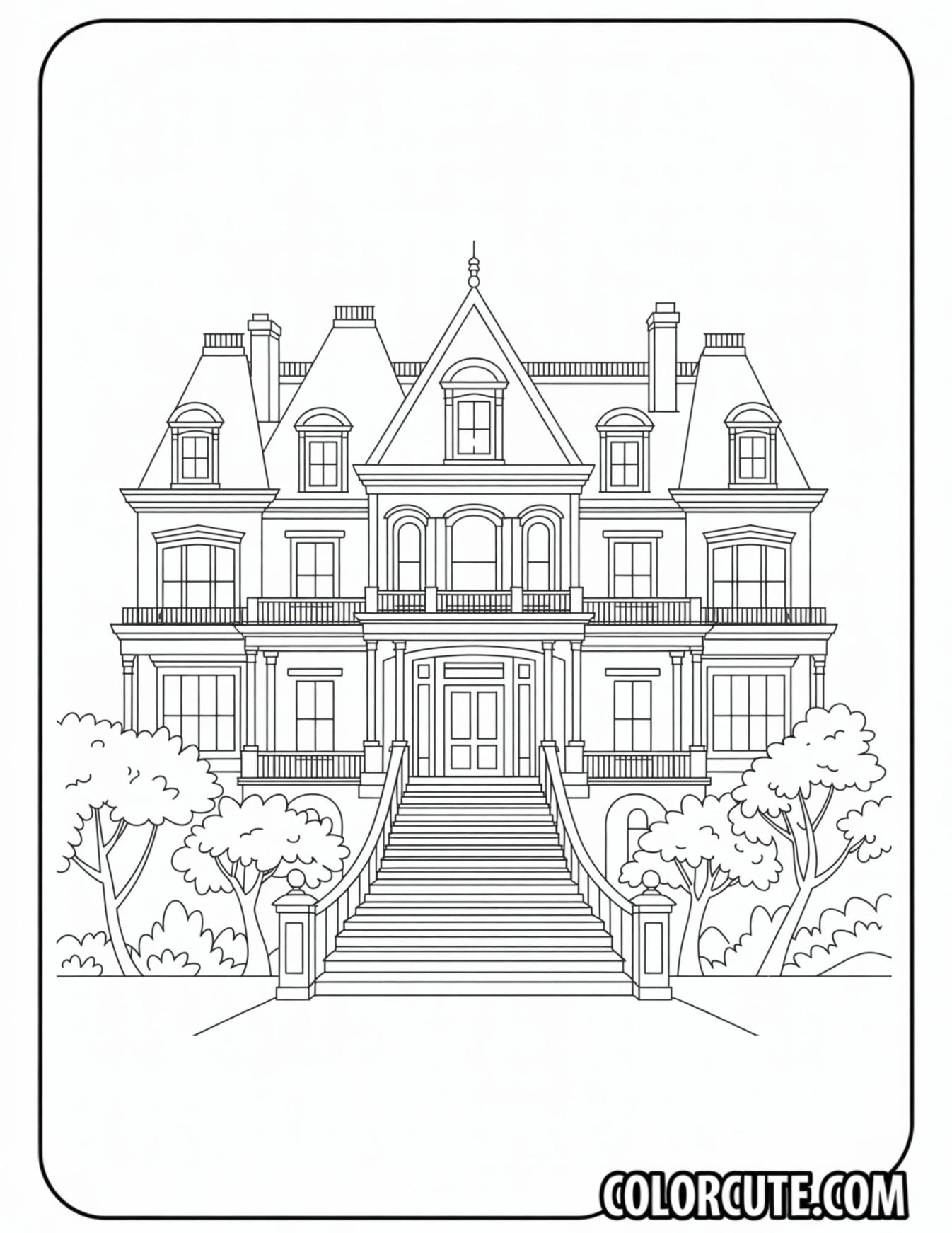 Mansion House Coloring Pages | Free PDF Printables – Color Cute - Free ...
