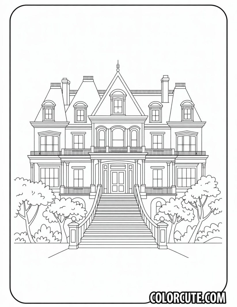 Mansion House Coloring Pages | Free PDF Printables – Color Cute - Free ...