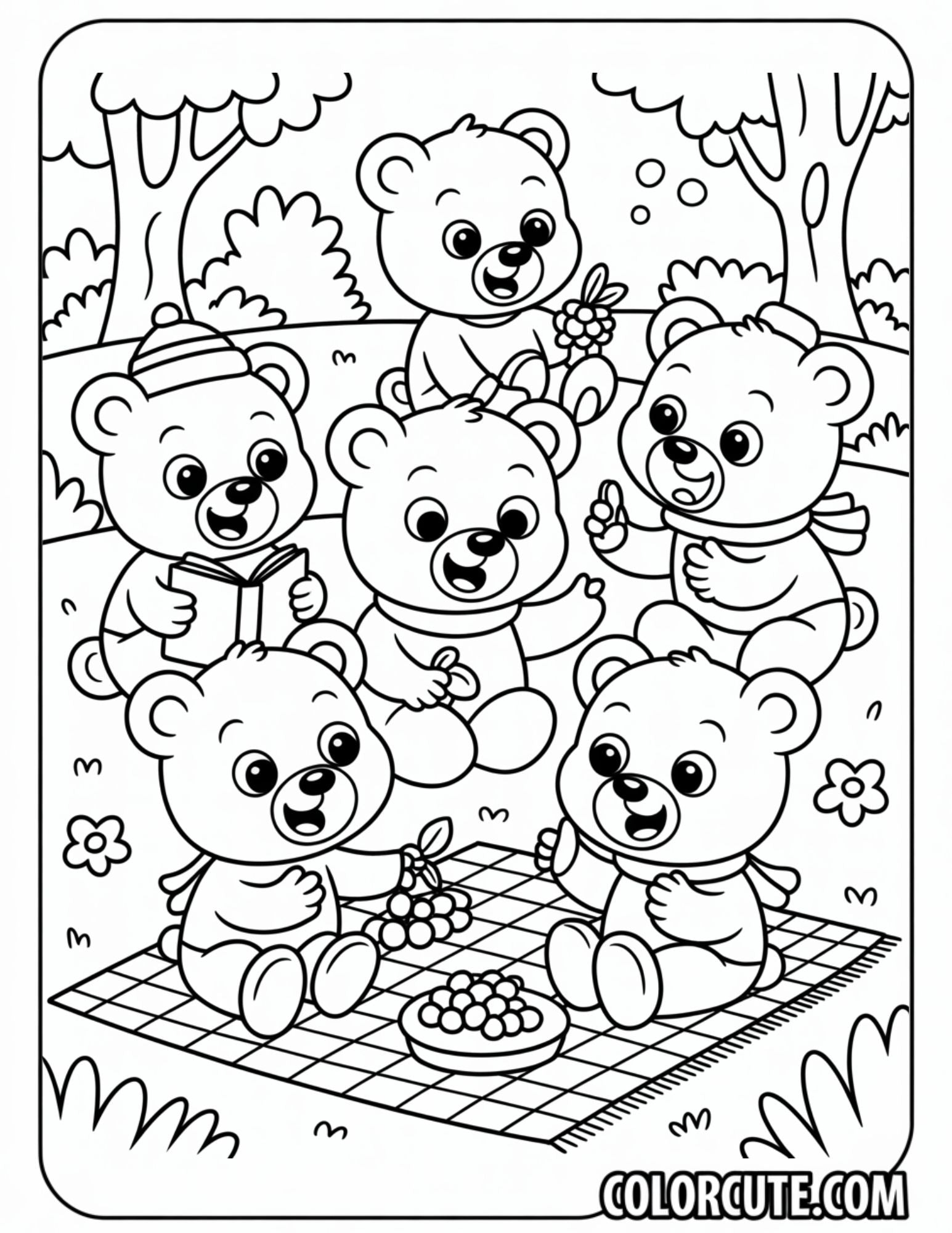 Bear Cozy Friends Coloring Pages | Free PDF Printables – Color Cute ...