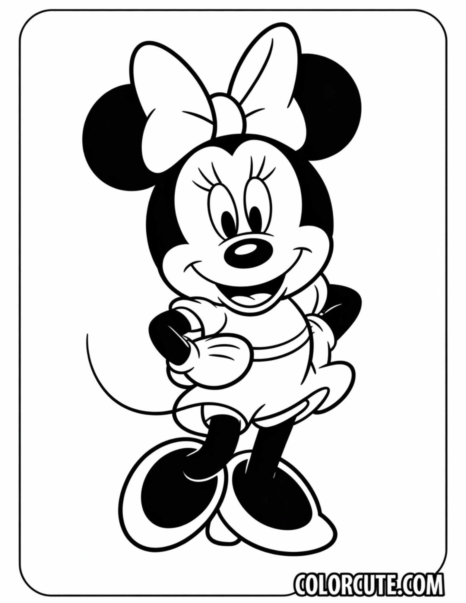 Bow Toons Minnie Mouse Coloring Page | Free PDF Printables – Color Cute ...