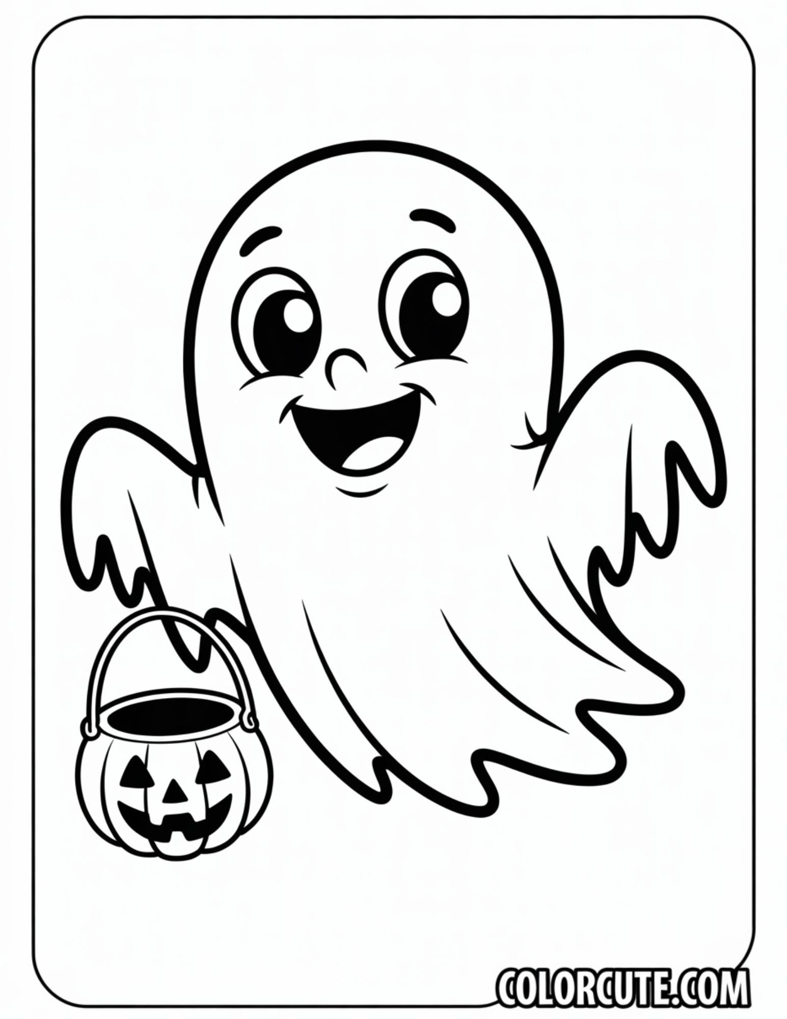 Cartoon Ghost Coloring Pages | Free PDF Printables – Color Cute - Free ...