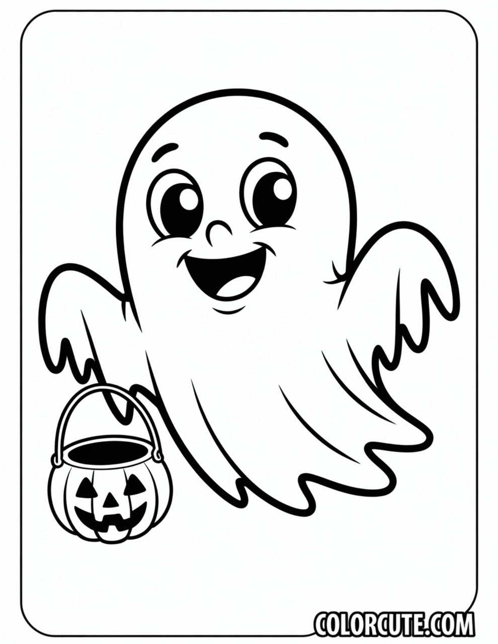 Cartoon Ghost Coloring Pages | Free PDF Printables – Color Cute - Free ...