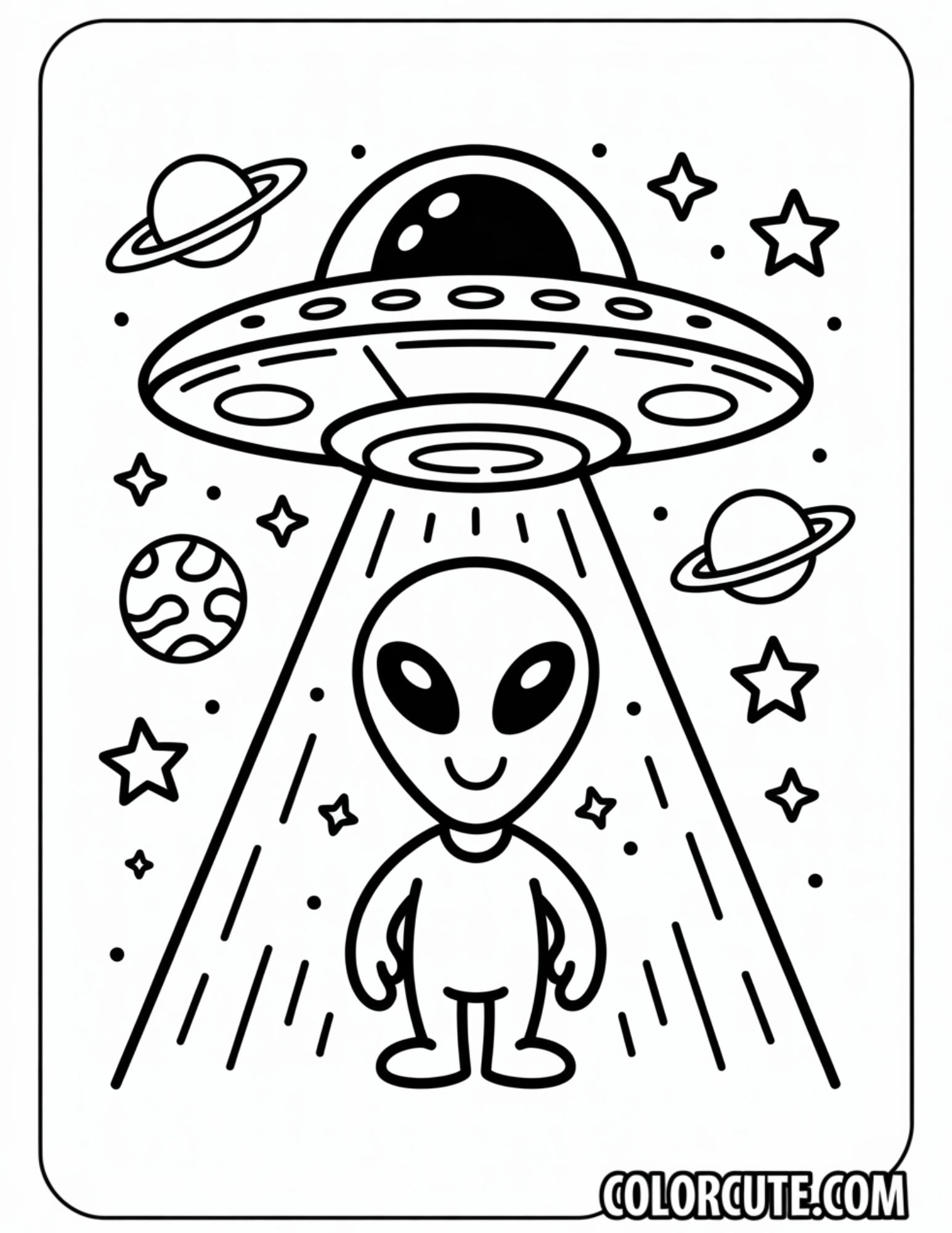 UFO Alien Coloring Pages Free PDF Printables – Color Cute - Free ...