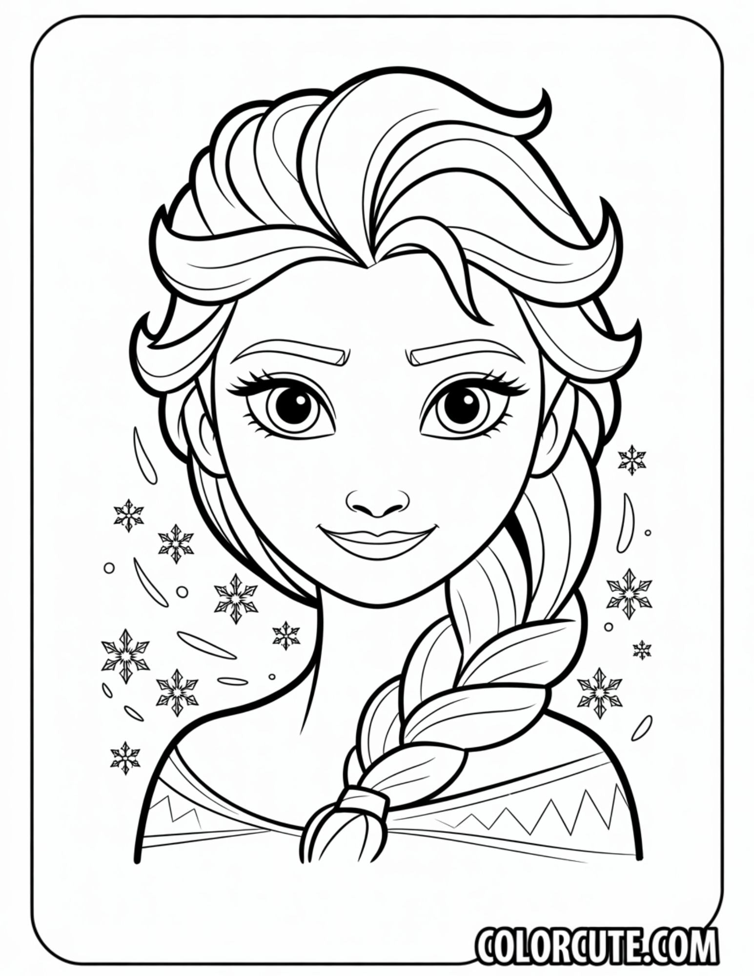 Elsa Face Coloring Pages | Free PDF Printables – Color Cute - Free ...