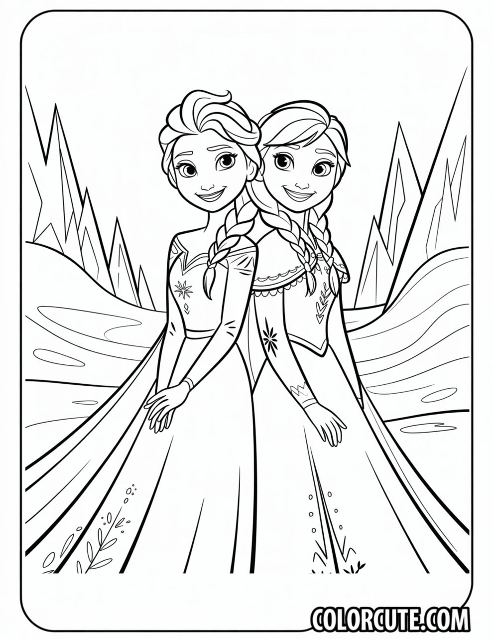 Elsa and Anna Coloring Pages | Free PDF Printables – Color Cute - Free ...