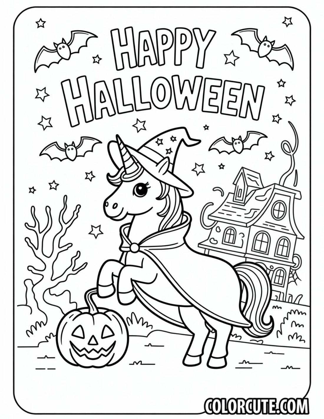 Halloween Unicorn Coloring Pages | Free PDF Printables – Color Cute ...