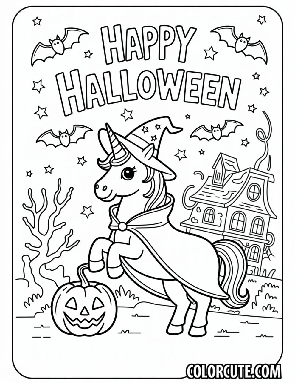 Halloween Unicorn Coloring Pages | Free PDF Printables – Color Cute ...
