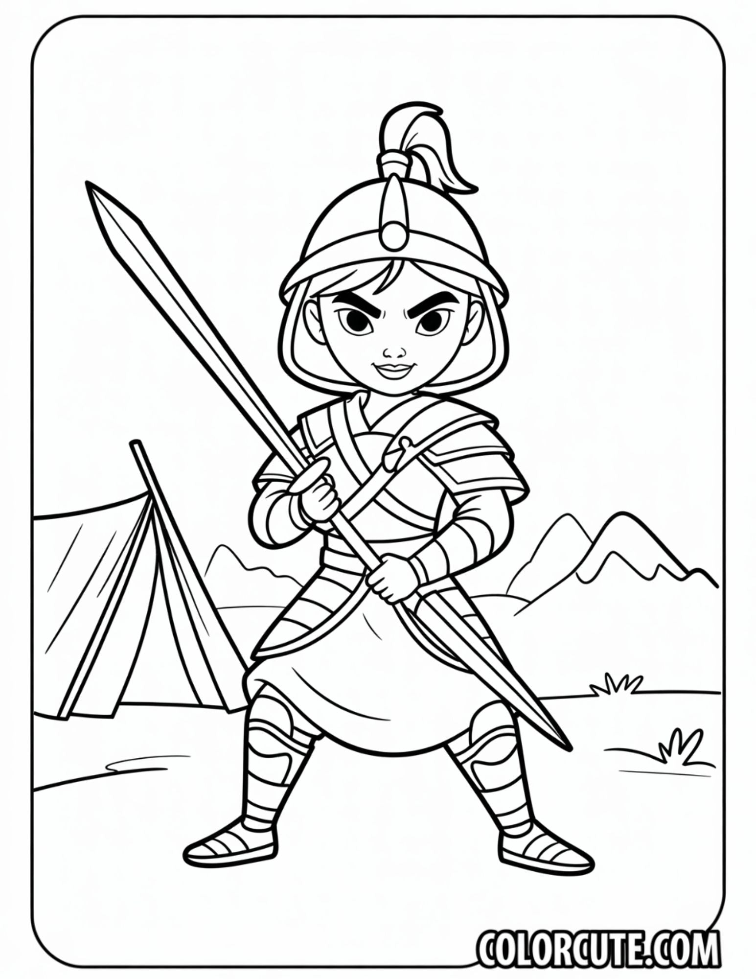 Hun Mulan Coloring Pages | Free PDF Printables – Color Cute - Free ...
