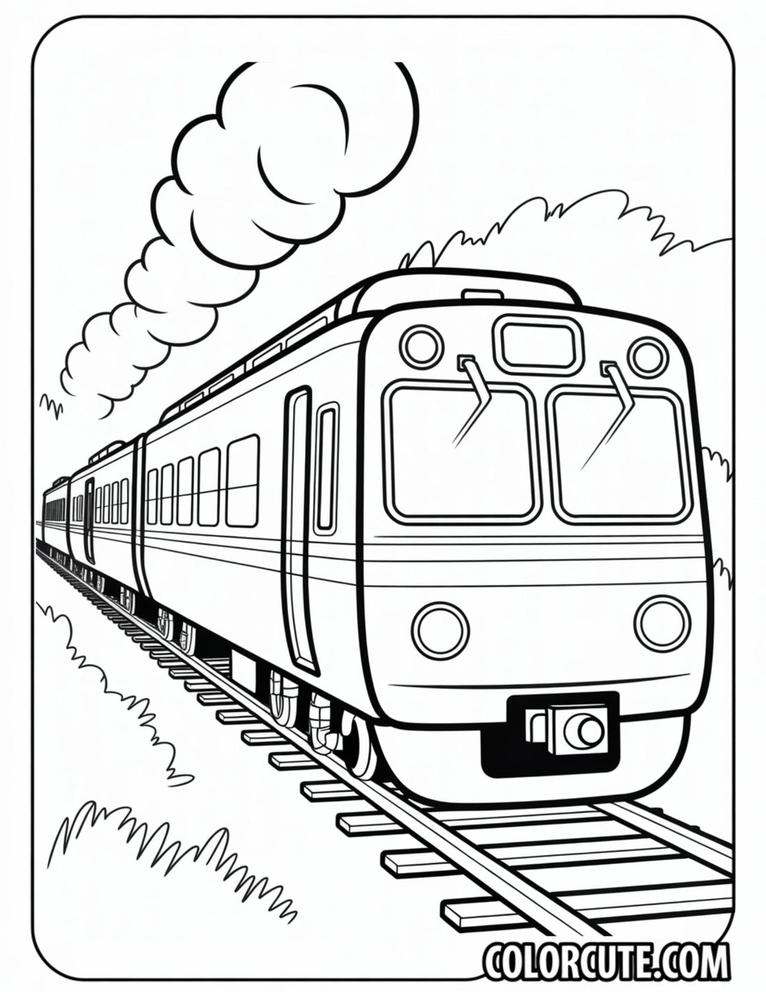 Passenger Train Coloring Page - Free PDF Printables – Color Cute - Free ...