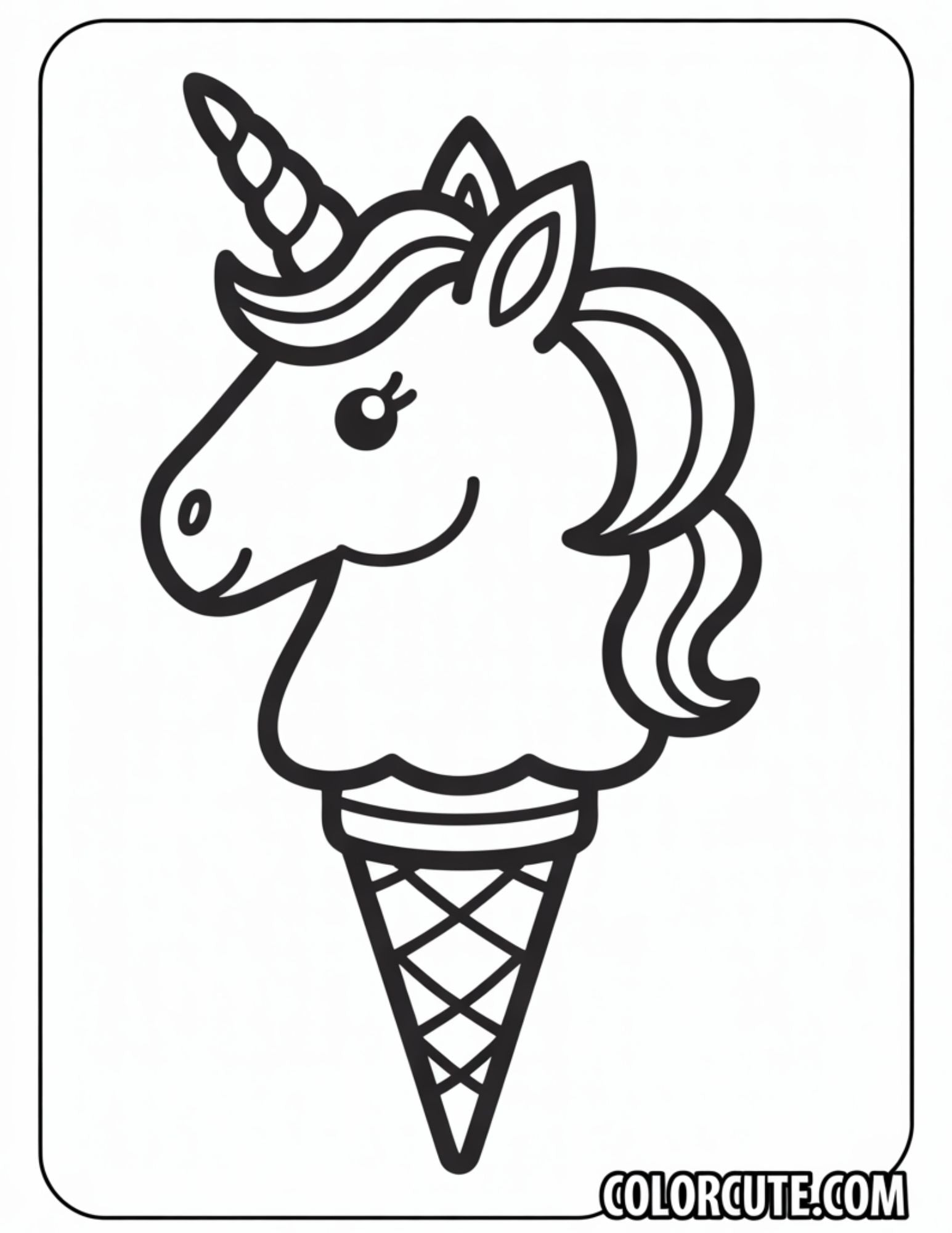 Unicorn Ice Cream Coloring Page | Free PDF Printables – Color Cute ...