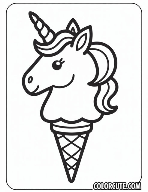 Unicorn Ice Cream Coloring Page | Free PDF Printables – Color Cute ...