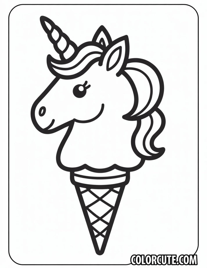 Unicorn Ice Cream Coloring Page | Free PDF Printables – Color Cute ...