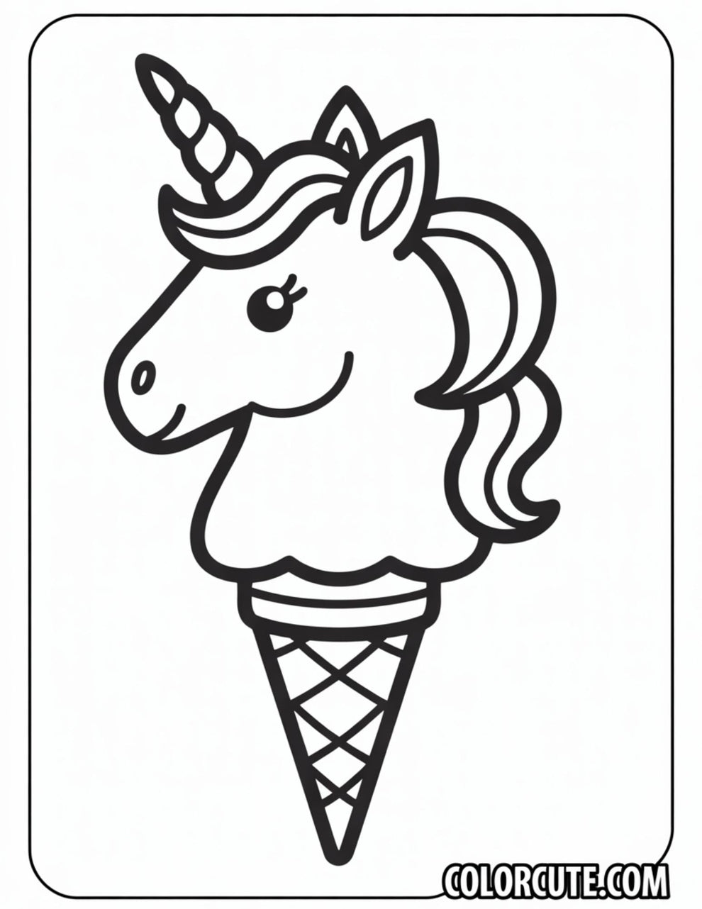 Unicorn Ice Cream Coloring Page | Free PDF Printables – Color Cute ...