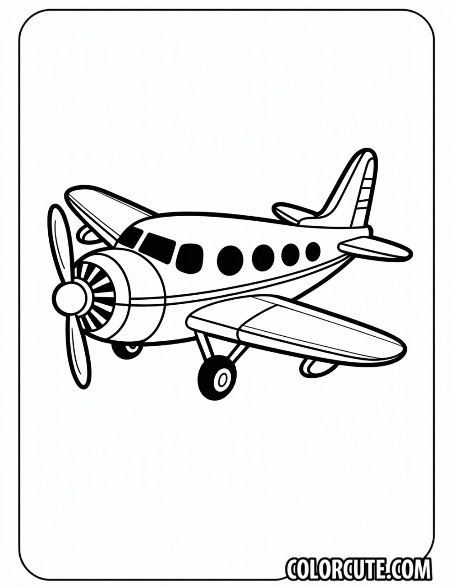 Cartoon Airplane Coloring Pages | Free PDF Printables – Color Cute ...