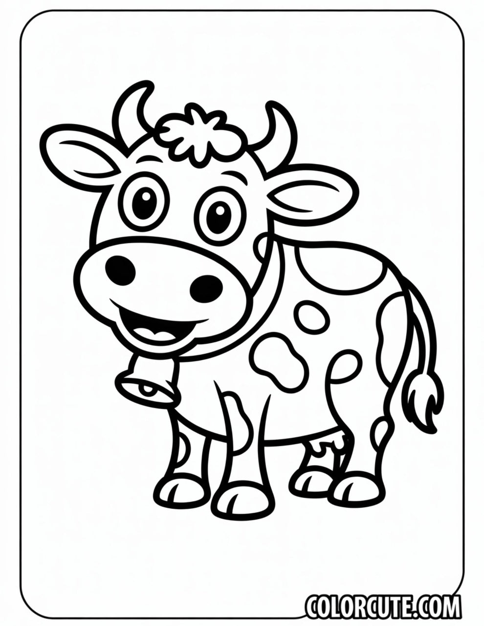 Cartoon Cow Coloring Pages | Free PDF Printables – Color Cute - Free ...