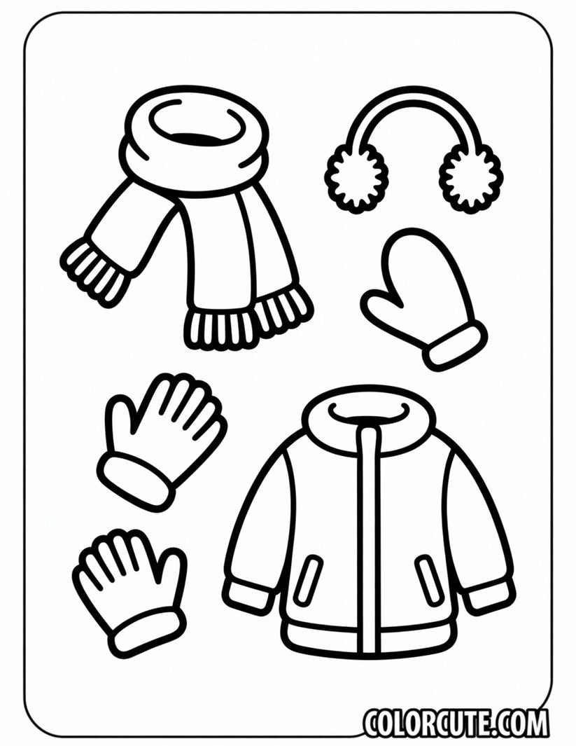 Winter Clothes Coloring Pages | Free PDF Printables – Color Cute - Free ...