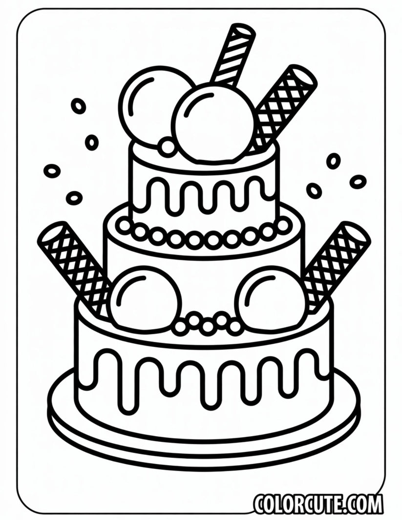 Cake Ice Cream Coloring Pages | Free PDF Printables – Color Cute - Free ...