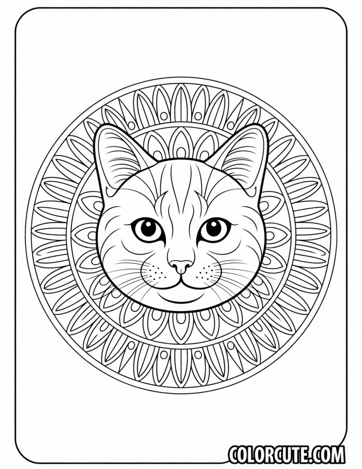 Cat Mandala Coloring Pages | Free PDF Printables – Color Cute - Free ...
