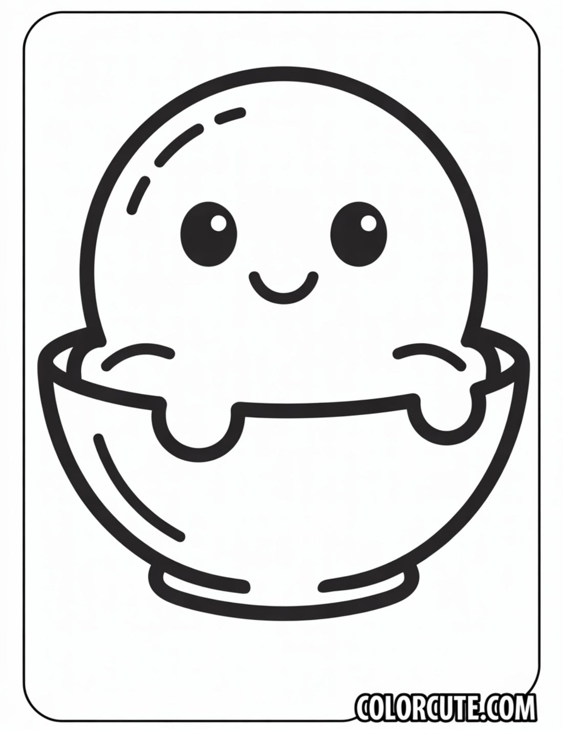 Cute Ice Cream Scoop Coloring Page | Free PDF Printables – Color Cute ...