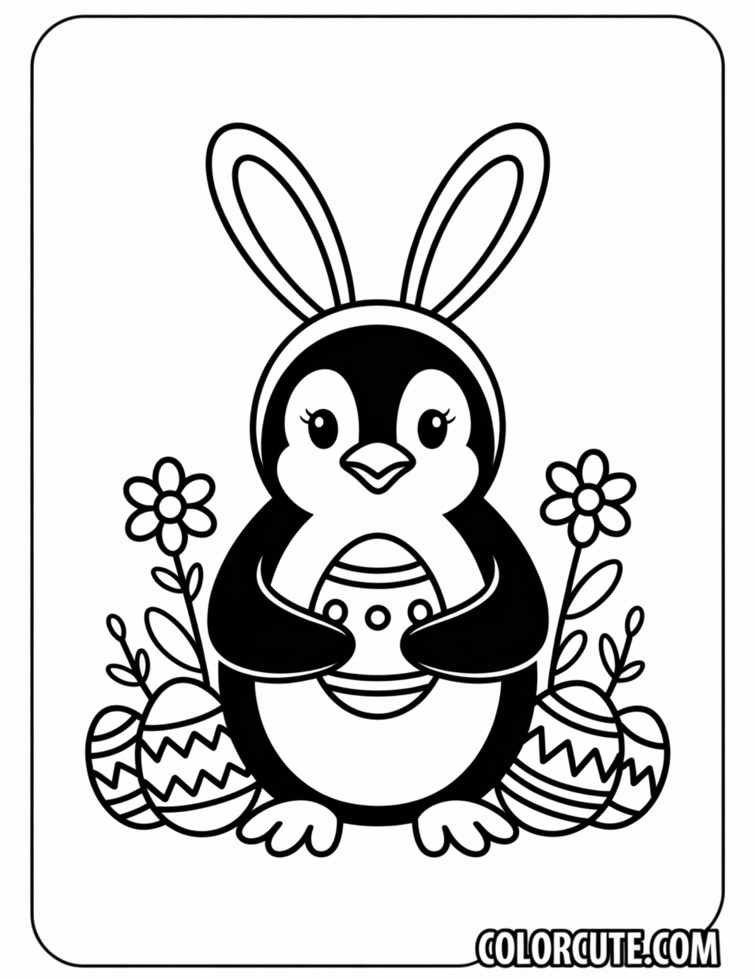 Easter Penguin Coloring Page | Free PDF Printables – Color Cute - Free ...