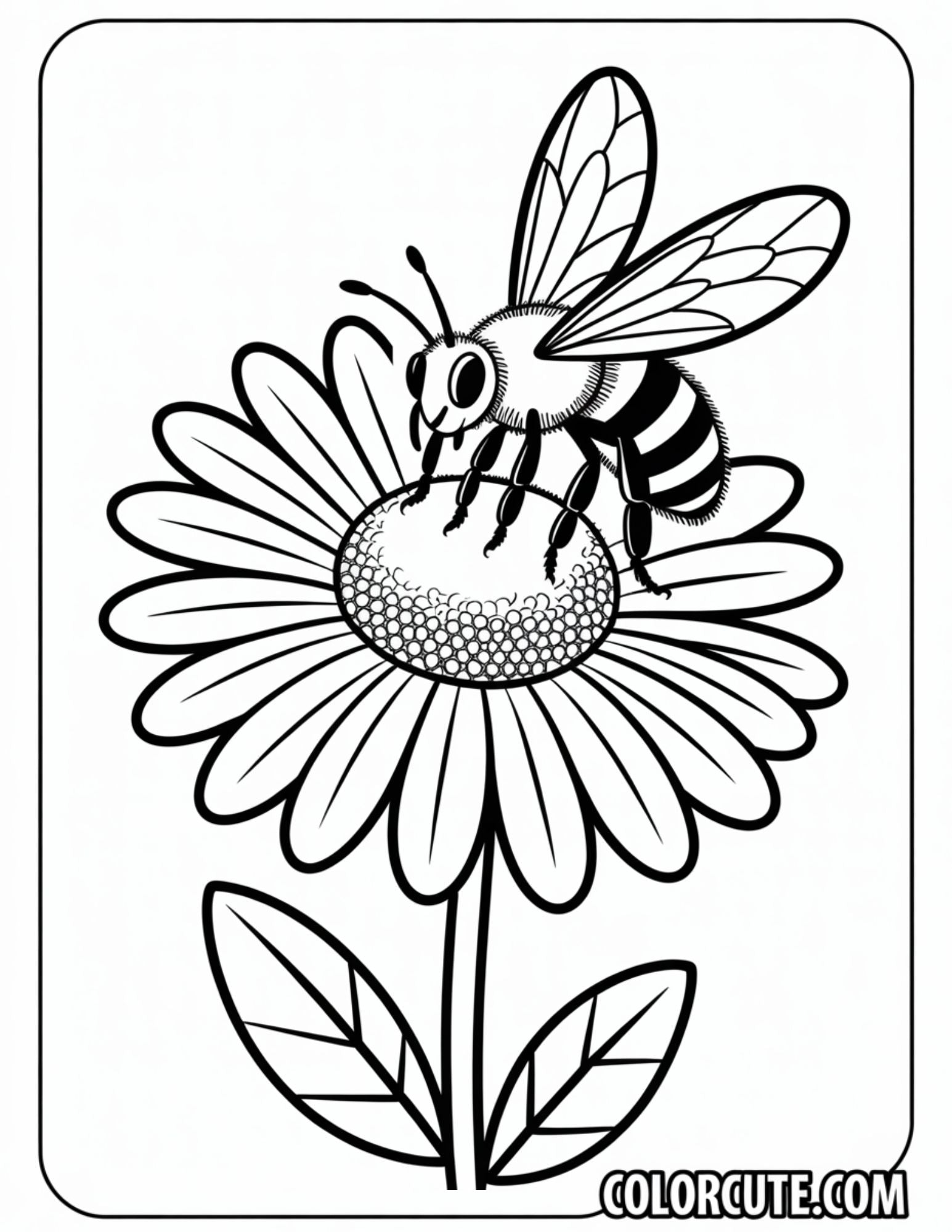 Flower Bee Coloring Page – Free PDF Printables – Color Cute - Free ...