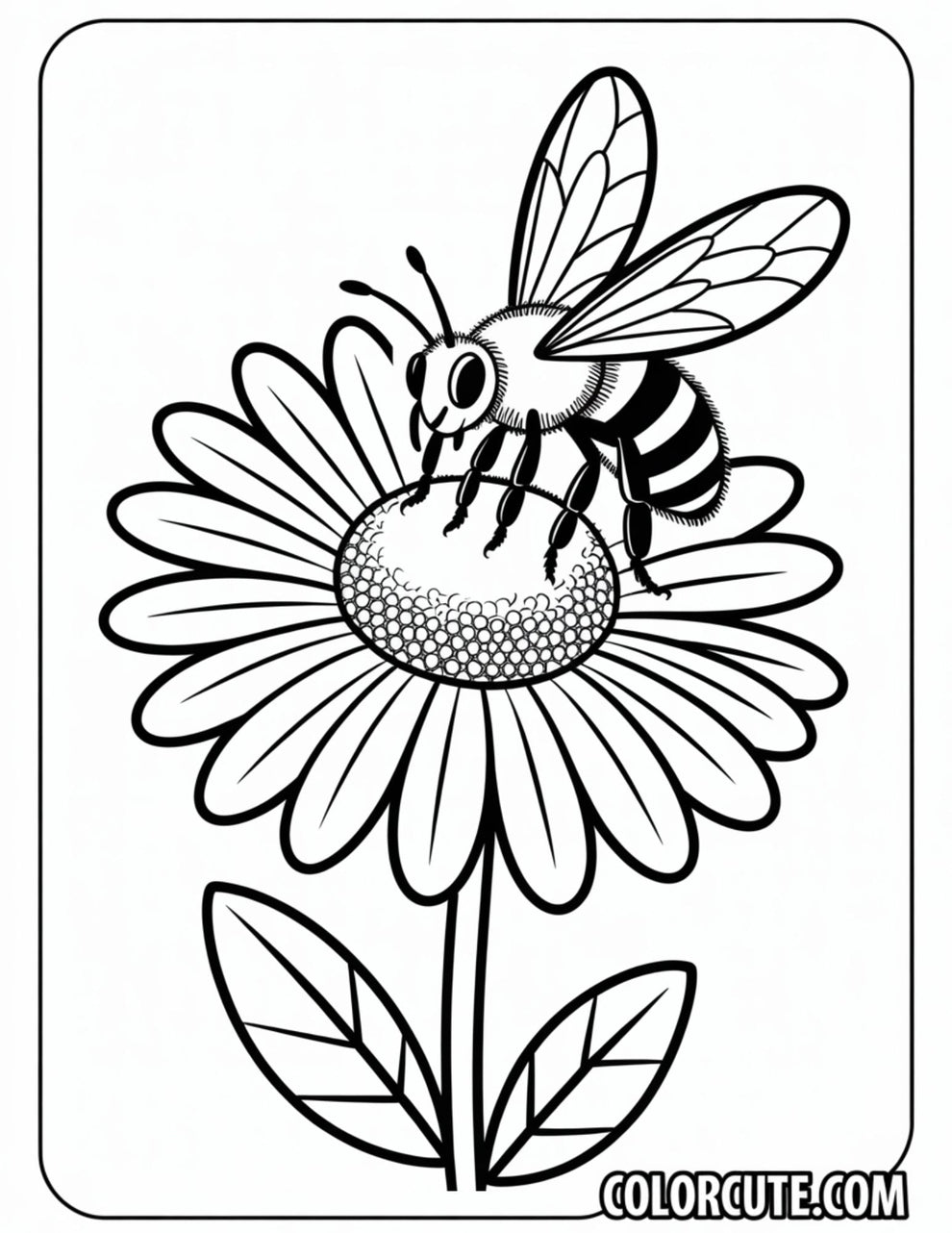 Flower Bee Coloring Page – Free PDF Printables – Color Cute - Free ...