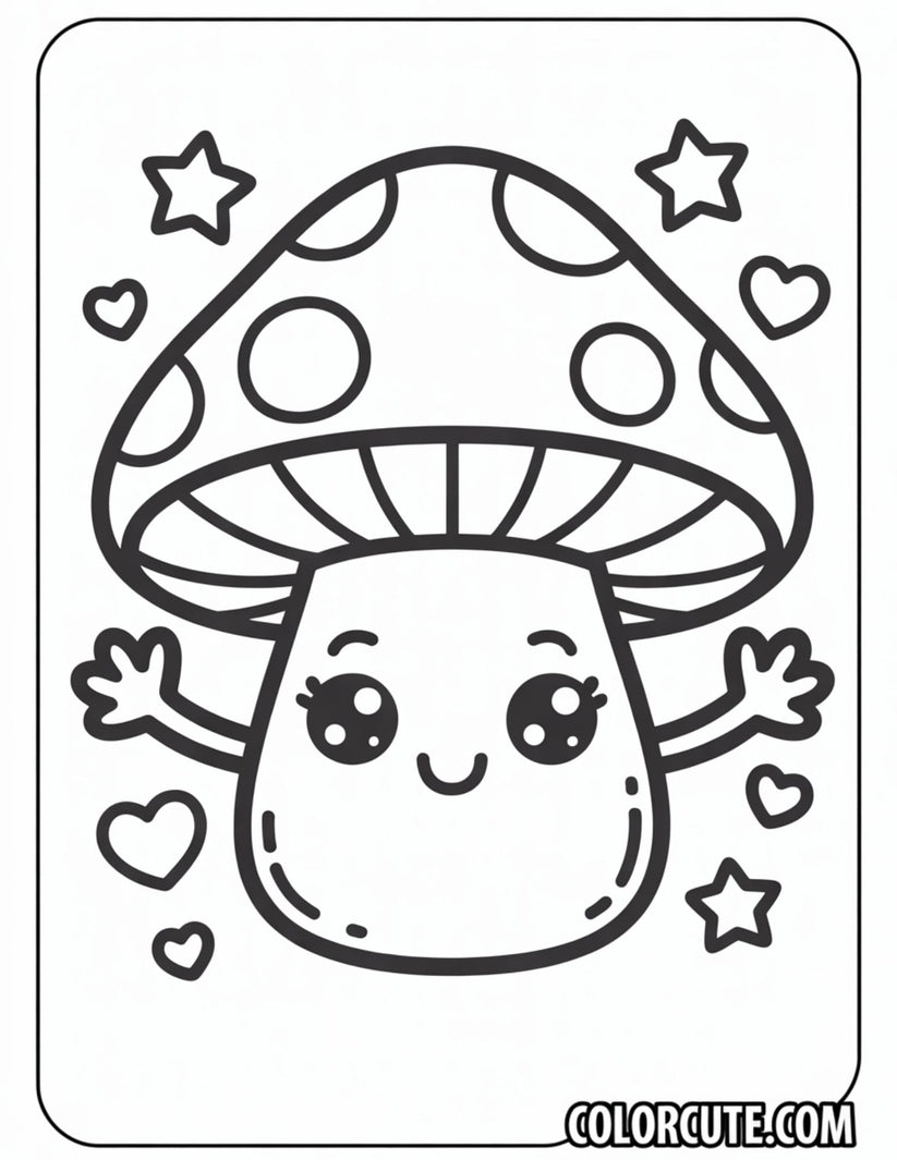 Kawaii Mushroom Coloring Pages | Free PDF Printables – Color Cute ...