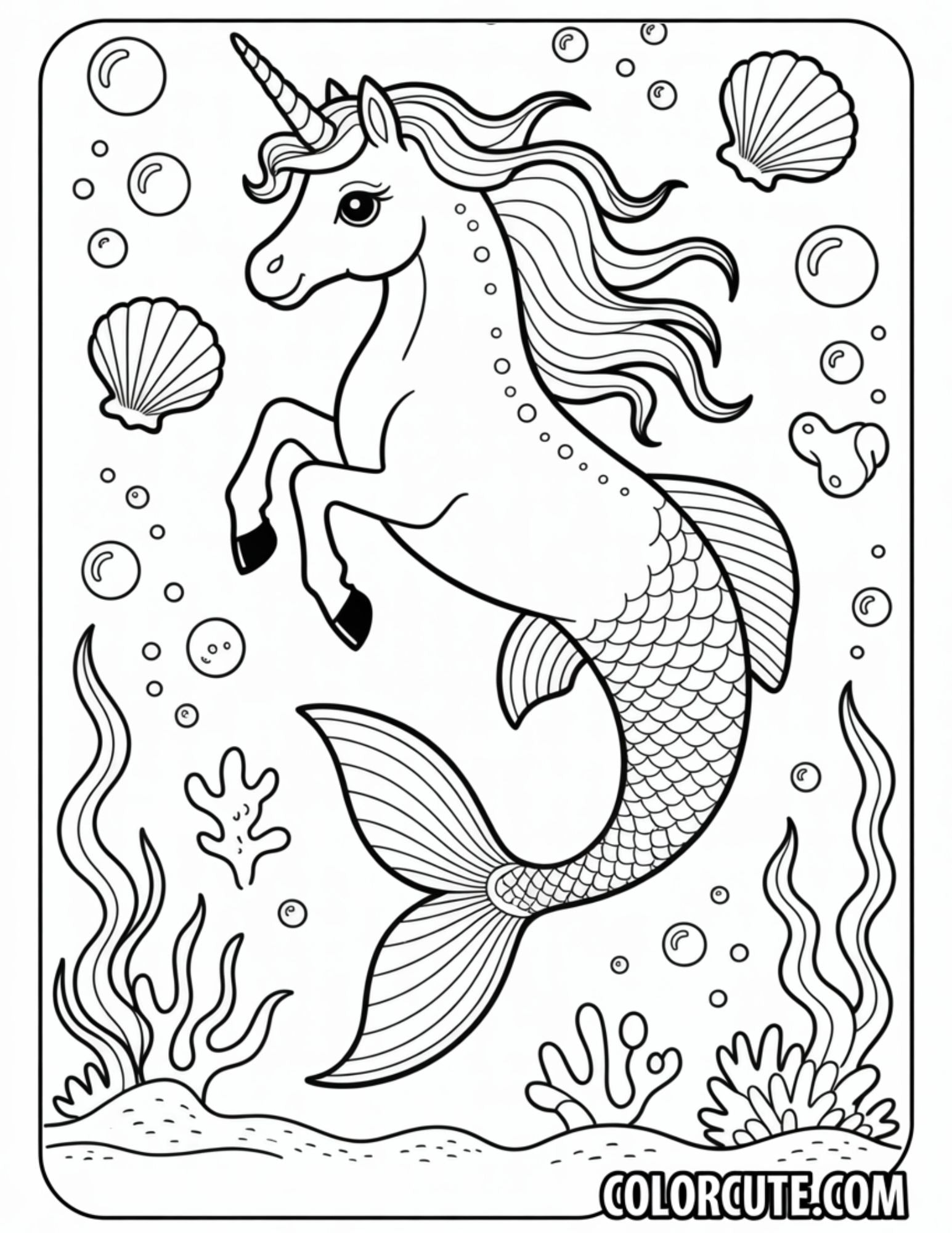 Mermaid Unicorn Coloring Pages | Free PDF Printables – Color Cute ...